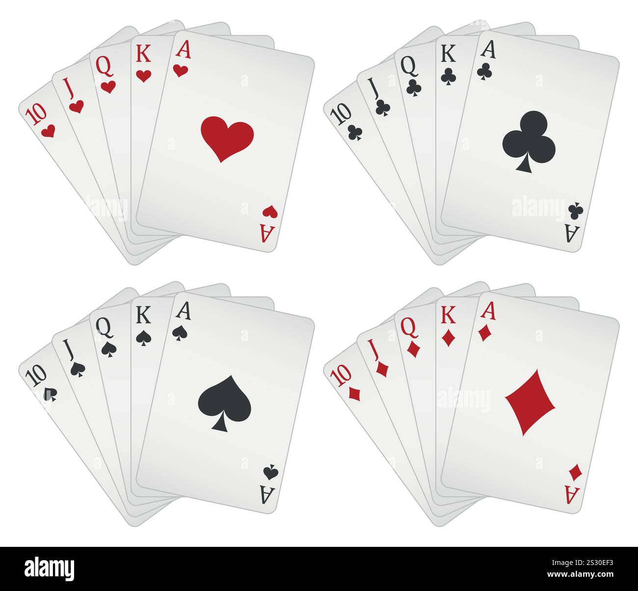 Playing cards - a poker hand consisting of a royal flush clubs spades ...