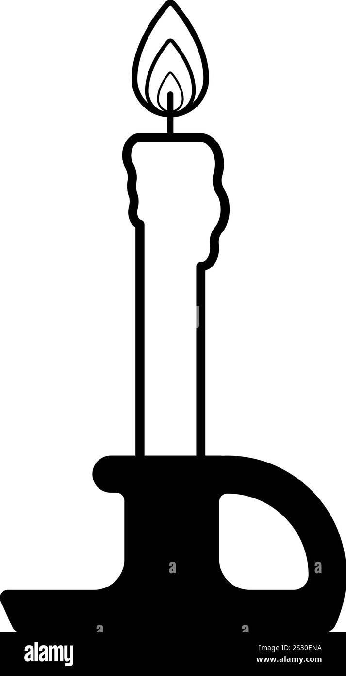 traditional candle holder with a lit candle vector illustration Stock ...
