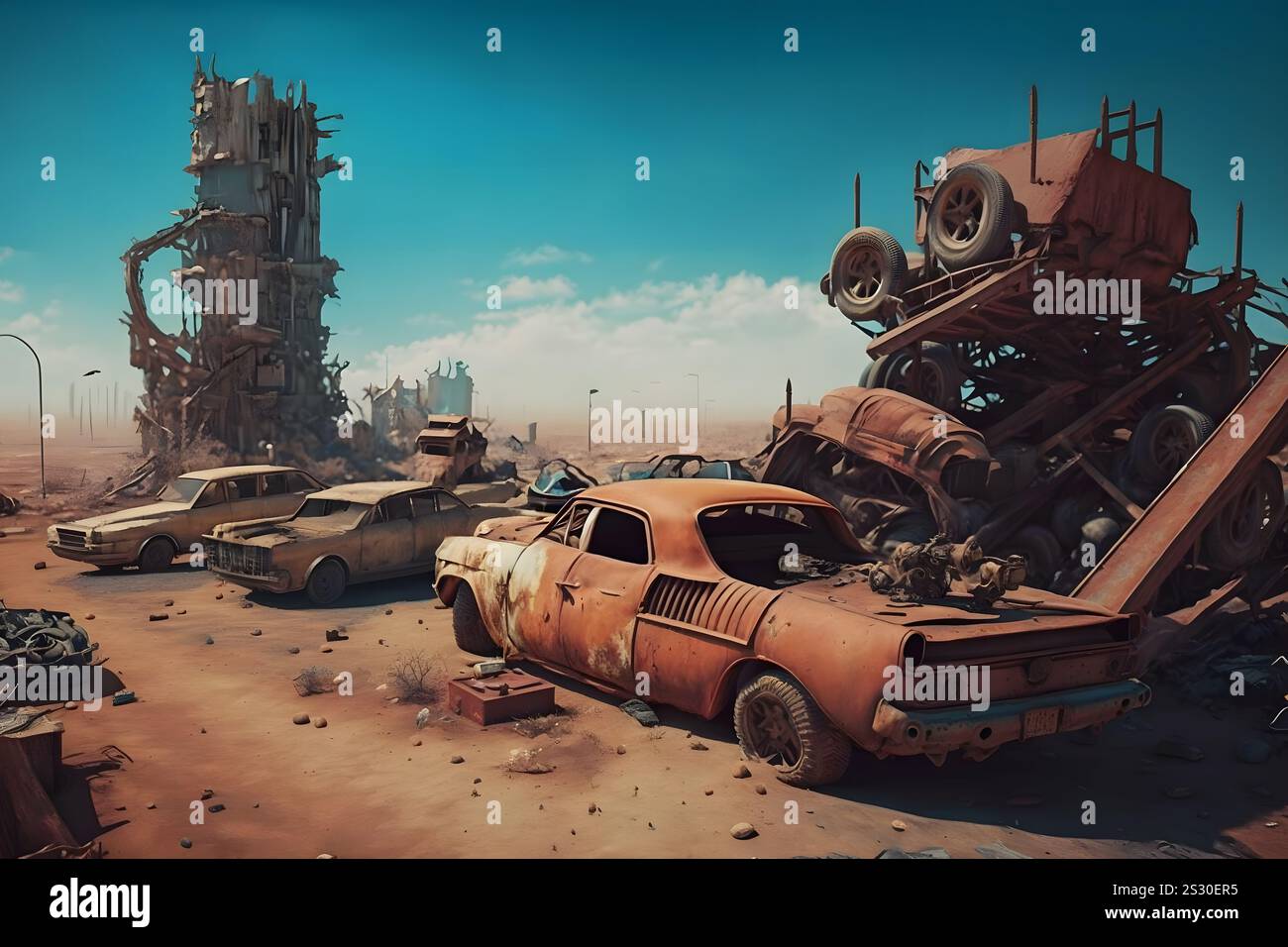 Cars graveyard, Pile of crushed and deformed cars waiting to be ...