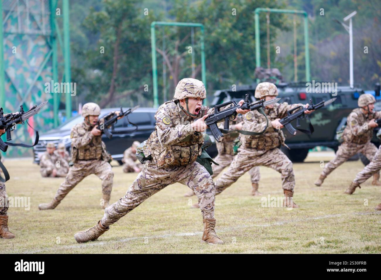 HECHI, CHINA - JANUARY 6, 2025 - People's Armed police officers are ...