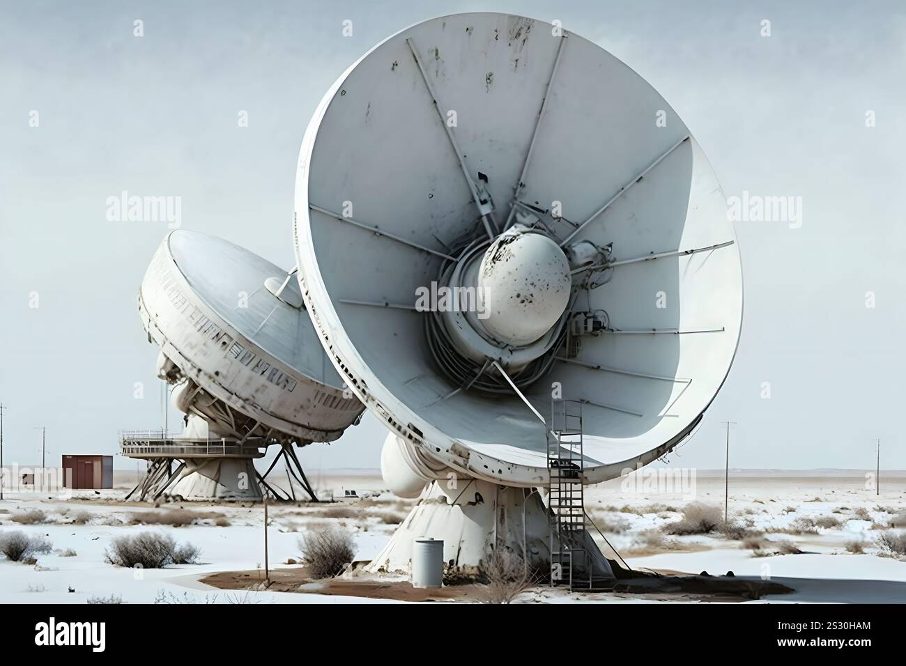 Group of radio telescope satellite dishes. VLA Very Large Array in ...