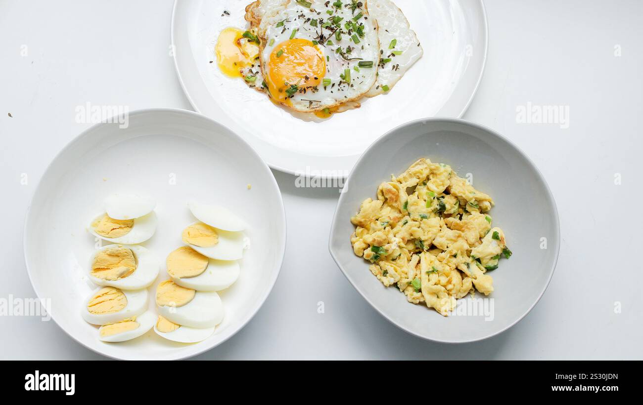 three egg dishes for lunch differ between eating and cooking, white ...