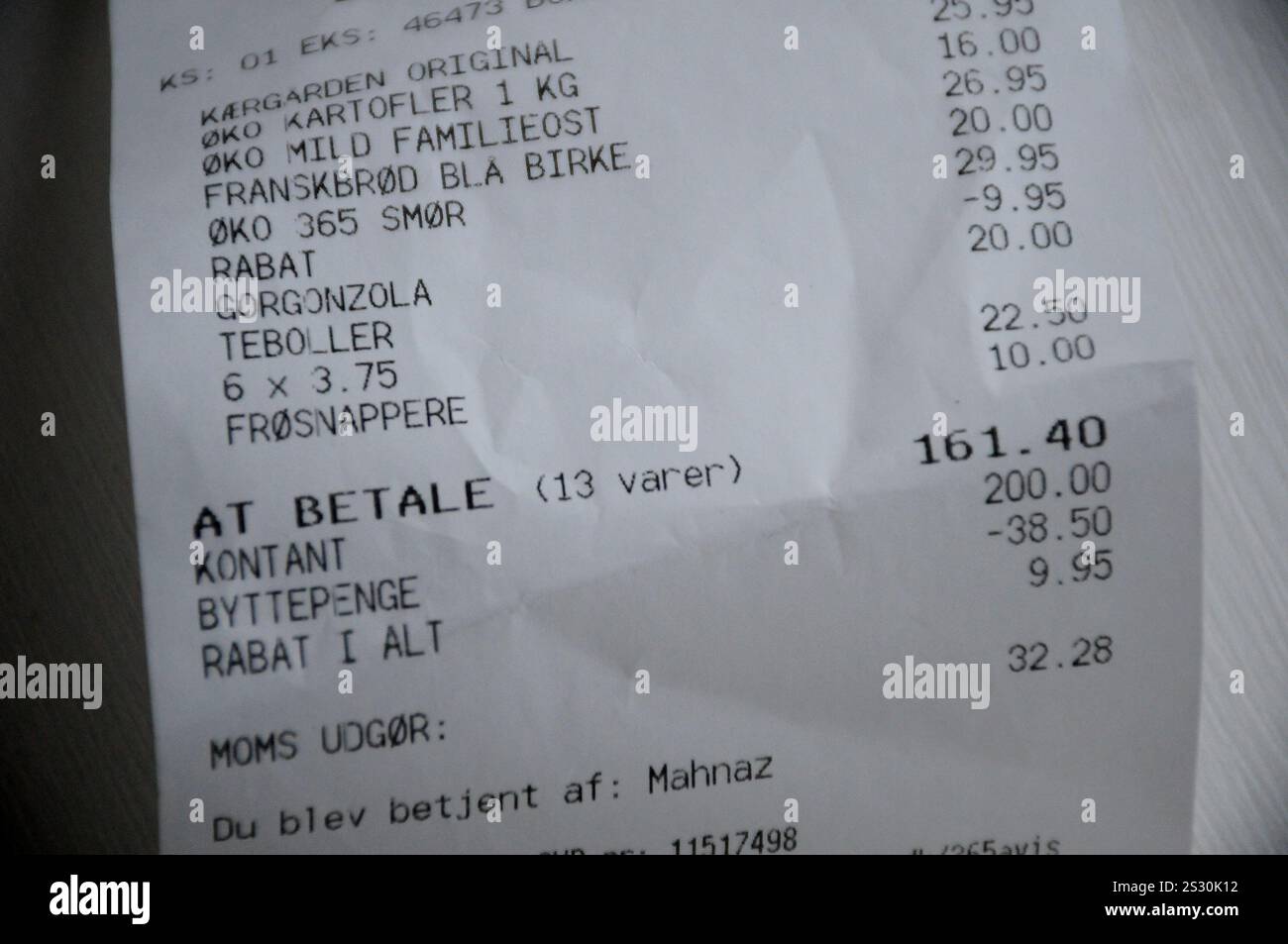 Copenhagen, Denmark/08 JANUARY 2025/Grocery and receipt for grocery ...