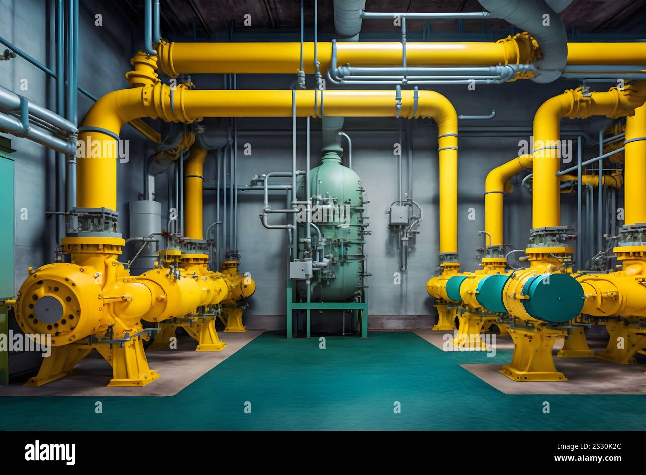 Hot water boiler. Boiler room with a heating system. Neural network AI ...