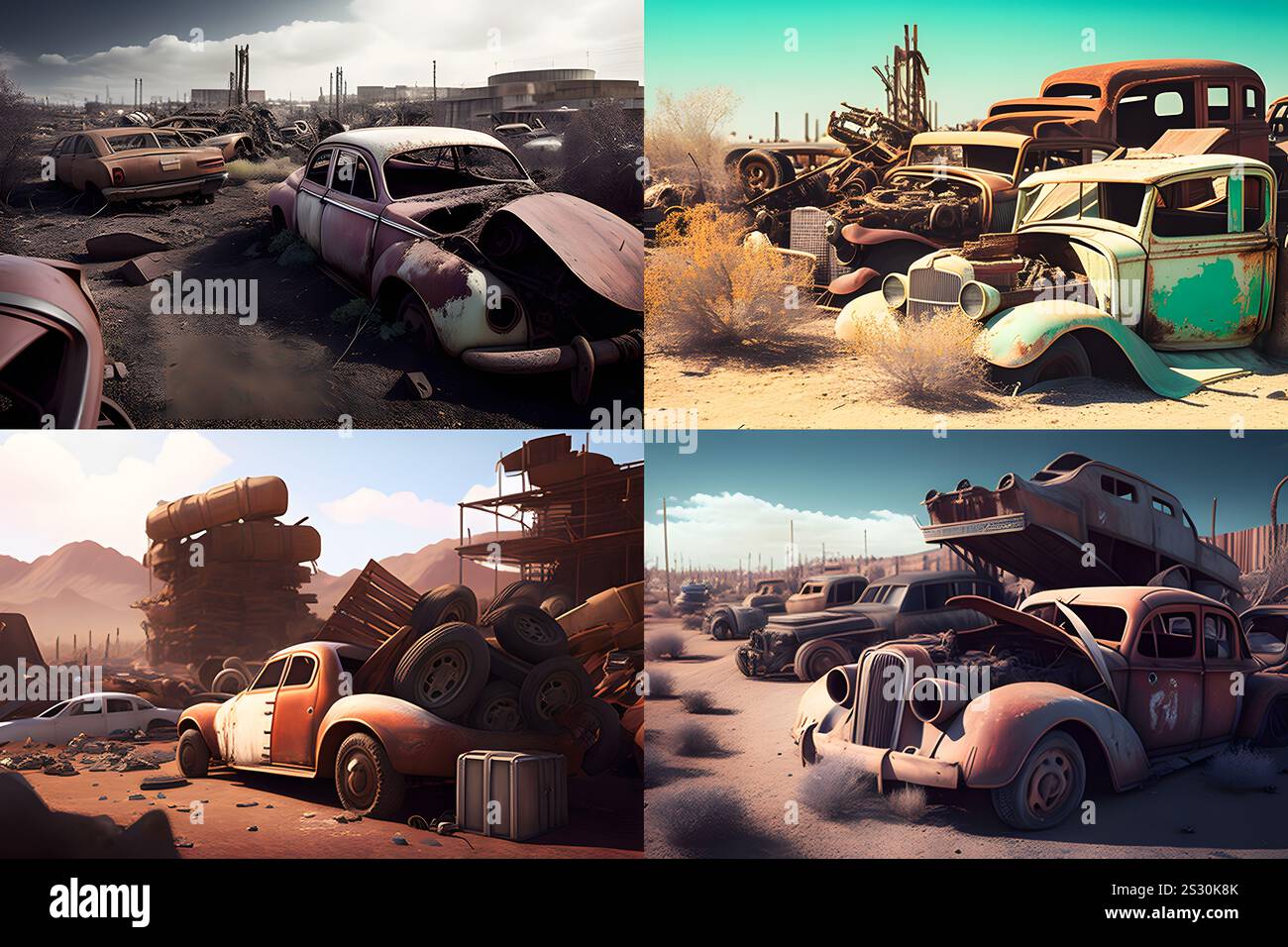 Cars graveyard, Pile of crushed and deformed cars waiting to be ...