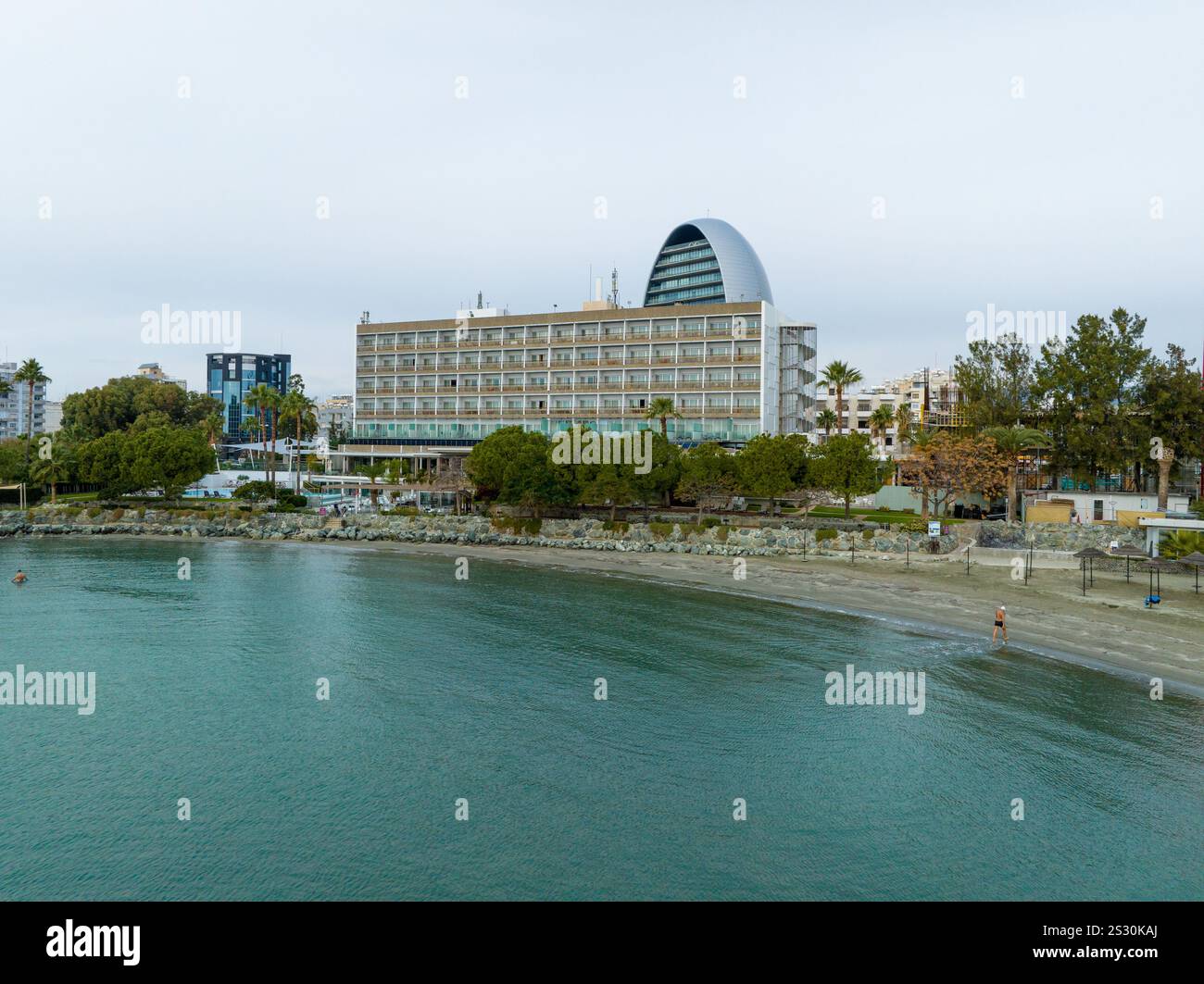 An aerial view of Limassol seafront promenade view from Crowne Plaza ...