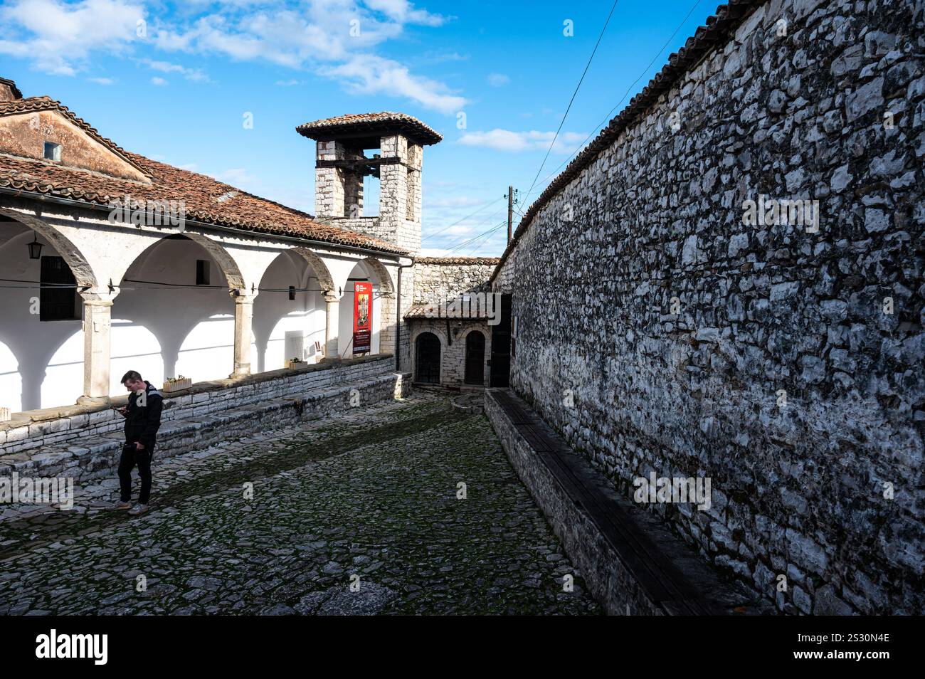 Inner court of the Onufri Iconographic museum in Berat, Albania, DEC 11 ...
