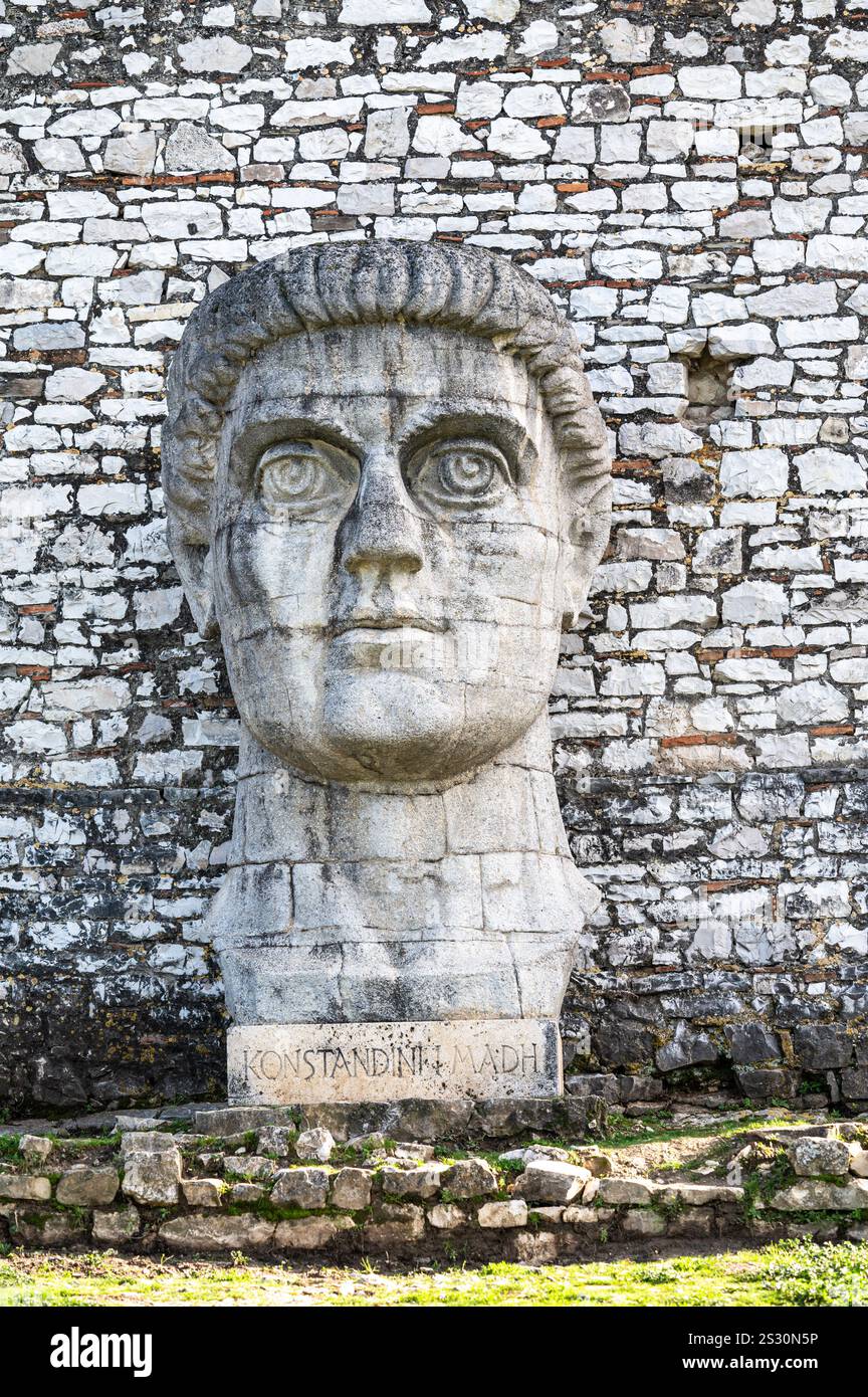 Stone sculpture of Constantin i Madh of Berat, Albania, DEC 11, 2024 ...