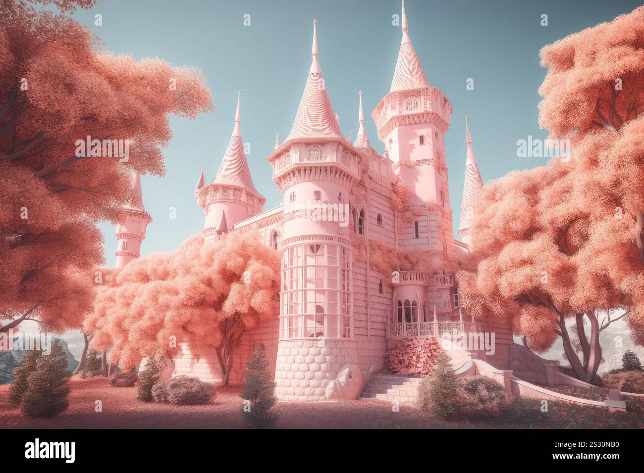 Pink princess castle. Fantasy dream. Generate Ai Stock Photo - Alamy