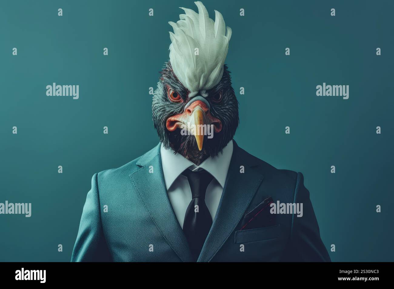 Anthropomorphic rooster in suit cock. Chicken farming. Generate Ai ...