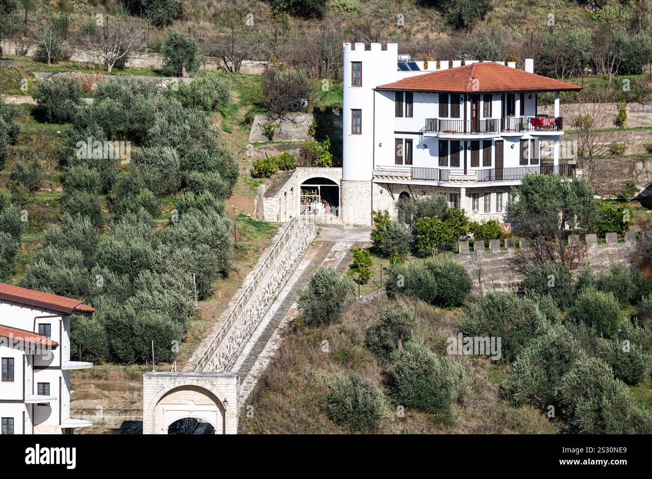 Countryhouse in the live tree fields of Berat, Albania, DEC 11, 2024 ...