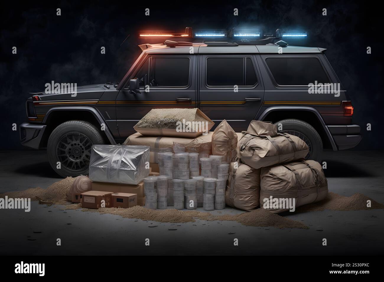 Drug smuggled in a car's engine compartment. Neural network AI ...