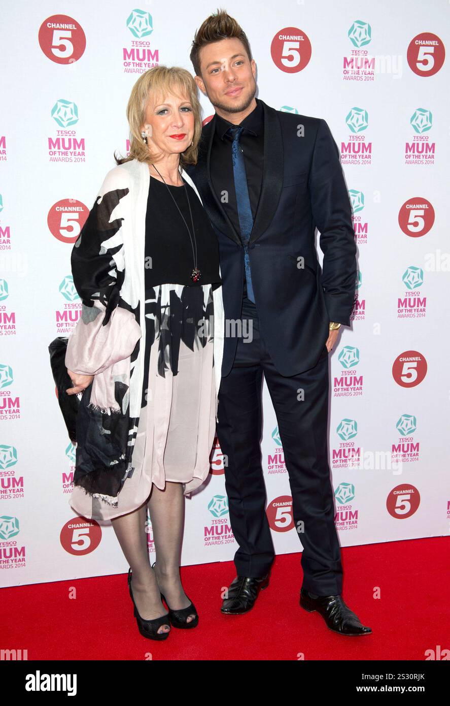 Duncan James with his mother at the Tesco Mum of the Year Awards 2014 ...