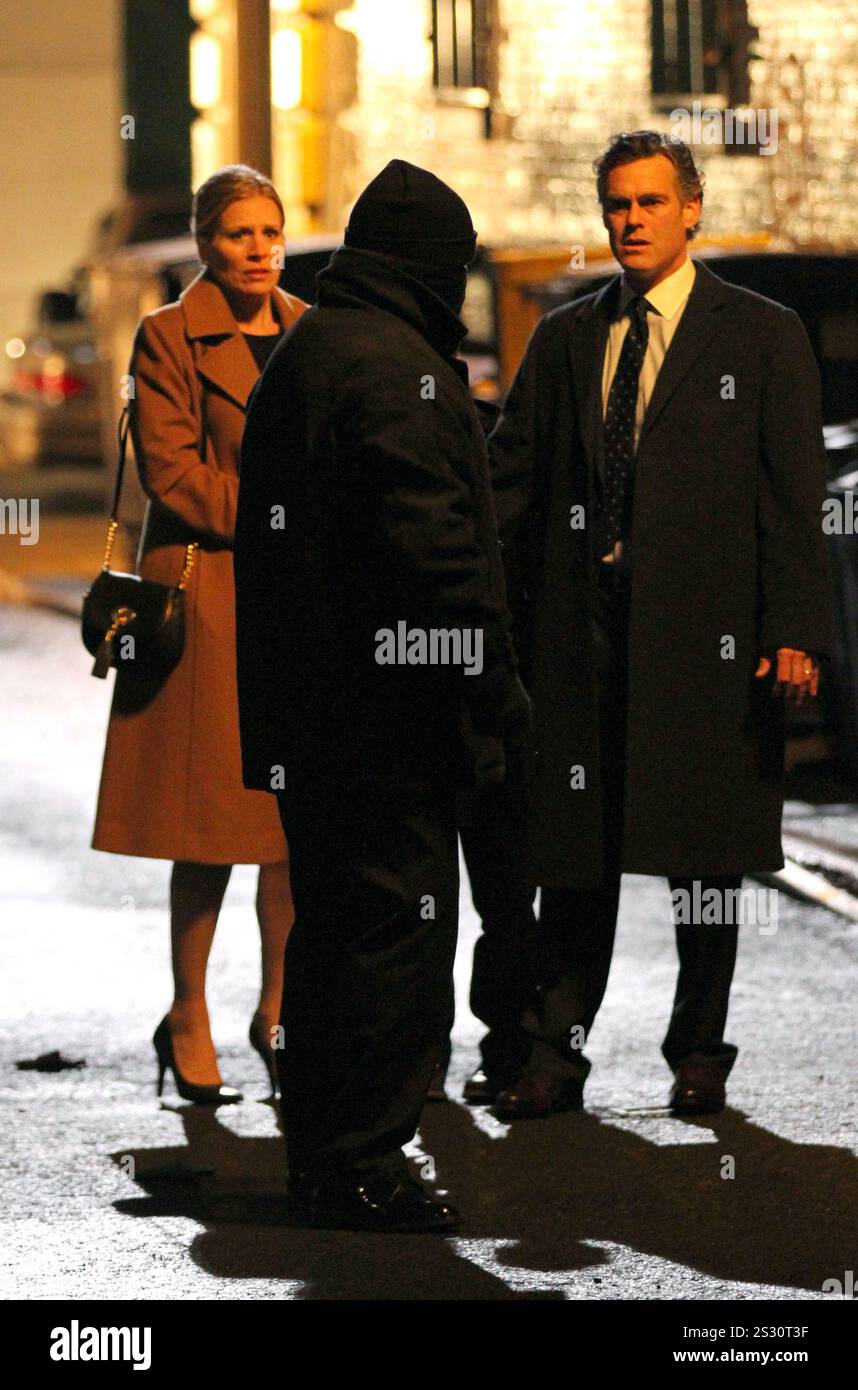 Brette Taylor and Grayson McCouch on the set of the TV show 'Gotham' in ...