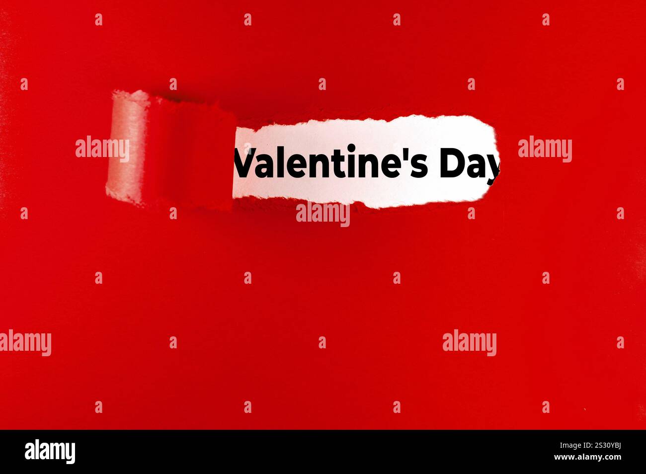 Valentine's Day message on red paper, torn. Valentine's Day concept ...