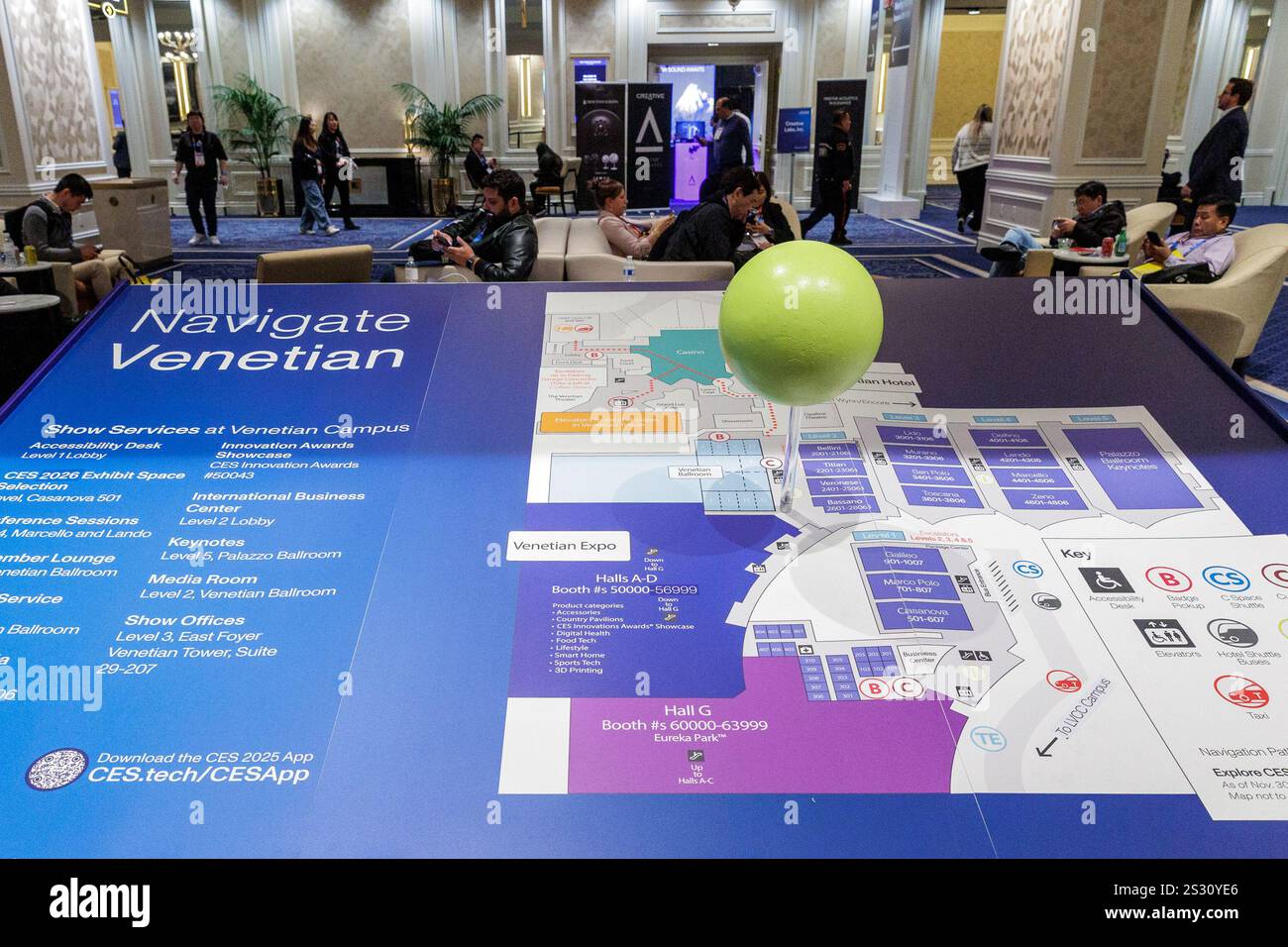 Las Vegas, USA. 07th Jan, 2025. A giant map helps attendees find their ...