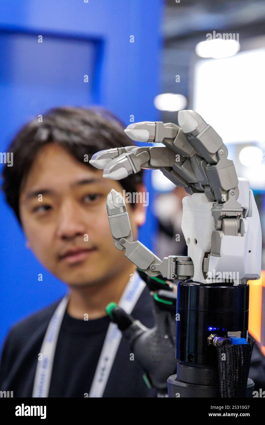 Las Vegas, USA. 07th Jan, 2025. A robotic hand, by Tesollo, on display ...