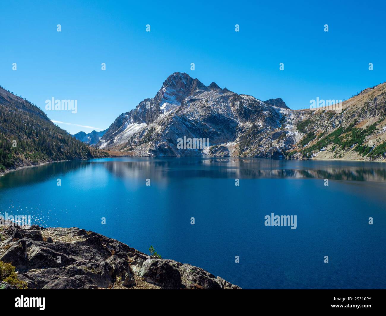 Sawtooth Lake in the National Forest Looking towards a Mountain Stock ...