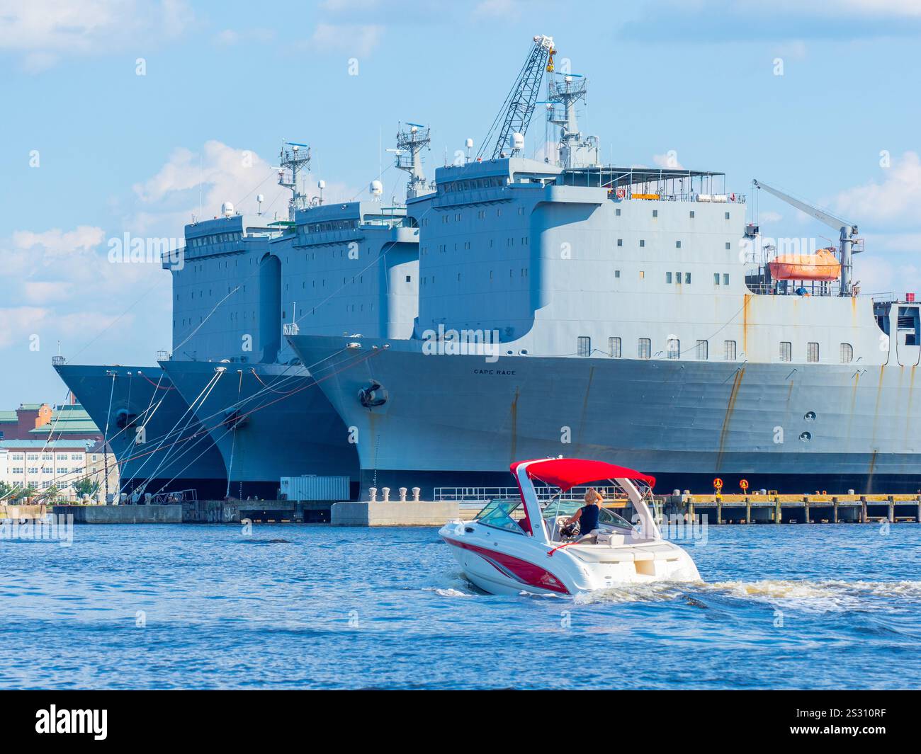 Norfolk, Virginia - July 4, 2021: Merchant Marine ships anchored while ...