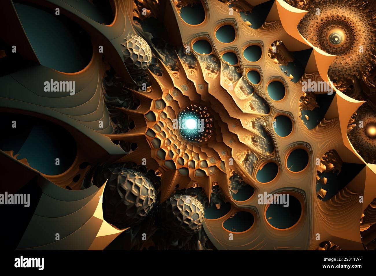 Fractal volumetric abstraction background. Neural network AI generated ...