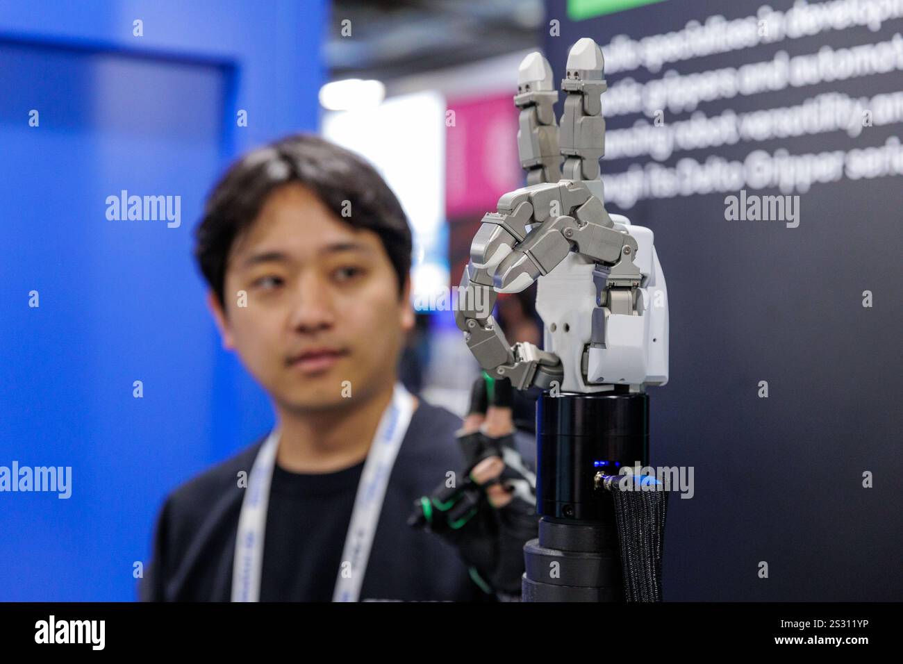 Las Vegas, USA. 07th Jan, 2025. A robotic hand, by Tesollo, on display ...