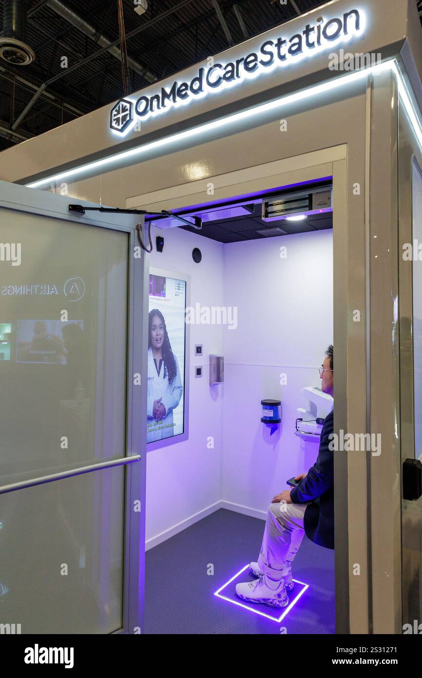 Las Vegas, USA. 07th Jan, 2025. Care Station, by OnMed, on display during CES 2025 at the ...