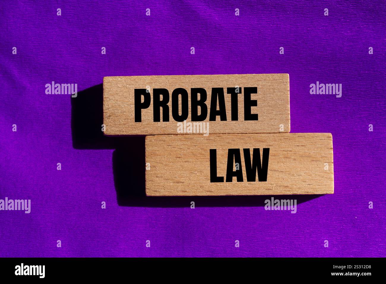 Probate law message written on wooden blocks with purple background ...