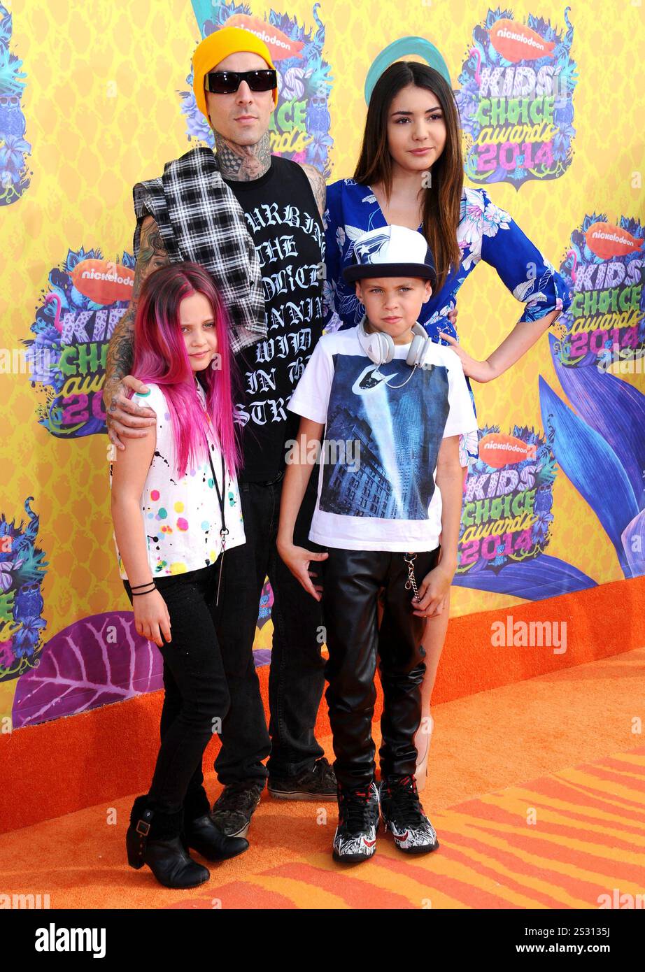 Travis Barker with his daughter Alabama Luella Barker, son Landon Asher ...