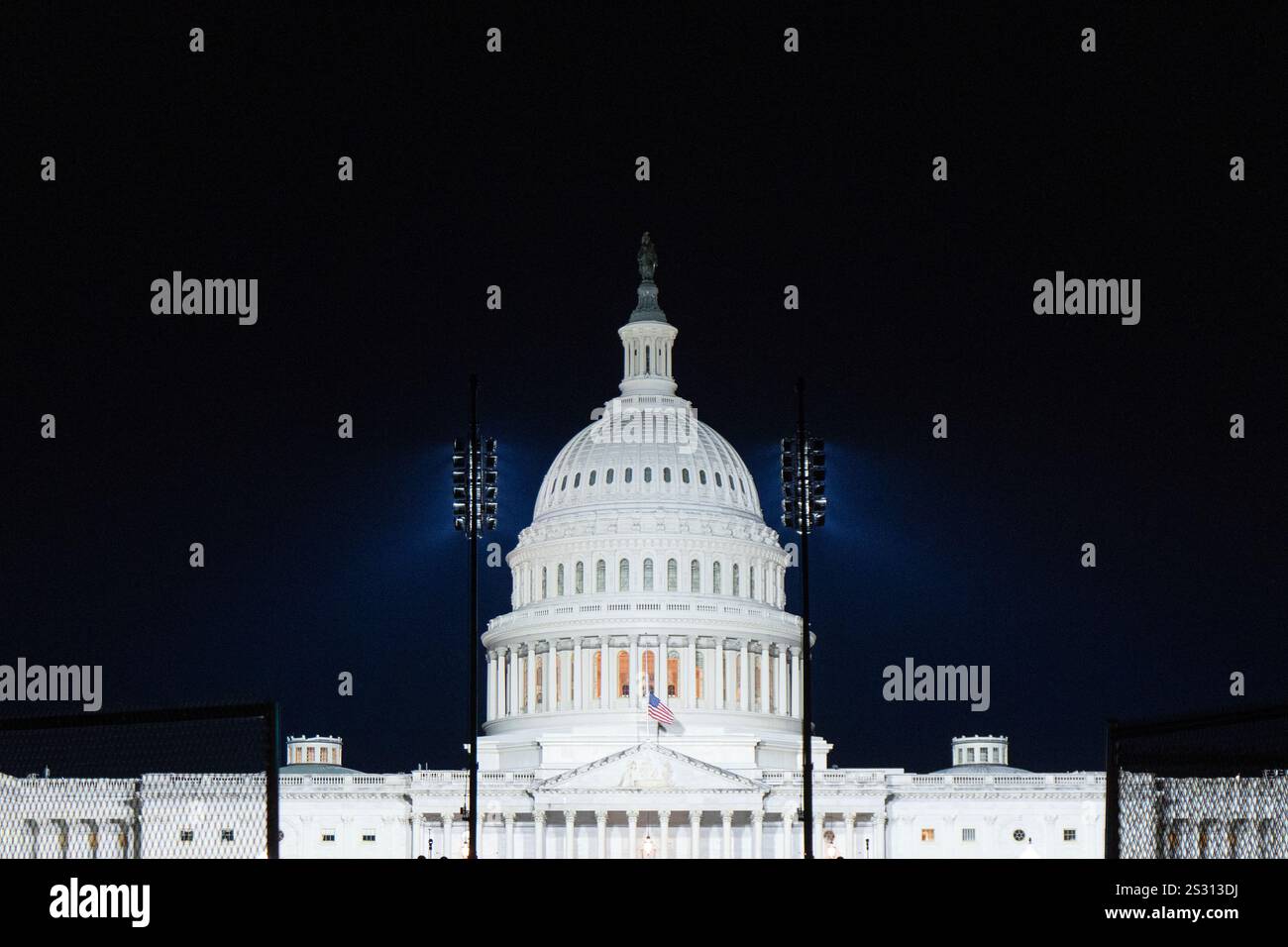 UNITED STATES - JANUARY 7: The U.S. Capitol dome is illumated as people ...