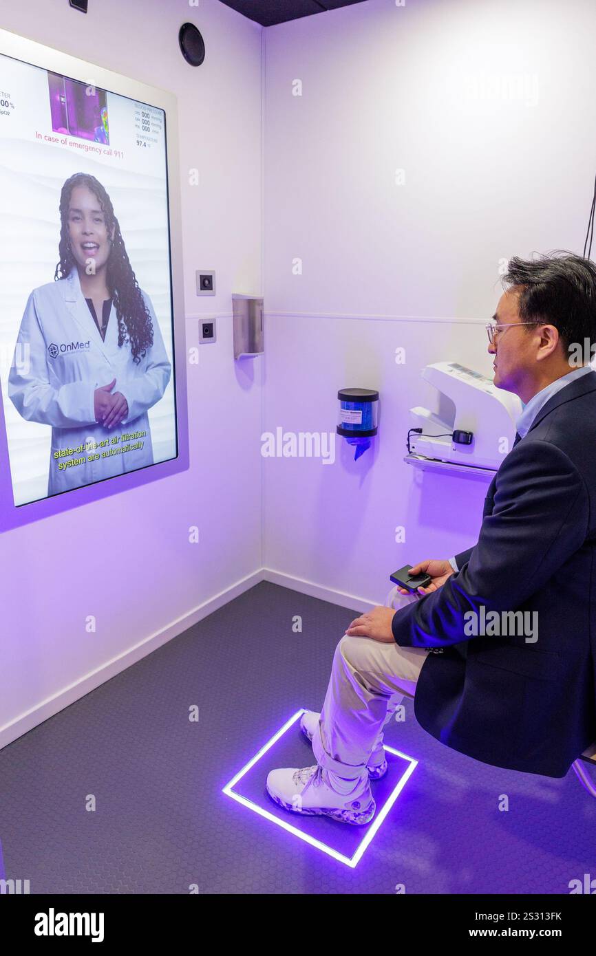 Las Vegas, USA. 07th Jan, 2025. Care Station, by OnMed, on display during CES 2025 at the ...