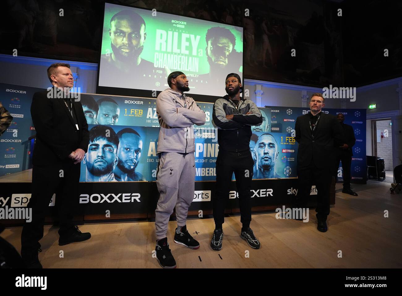 Boxers Viddal Riley (left) and Isaac Chamberlain during a press ...