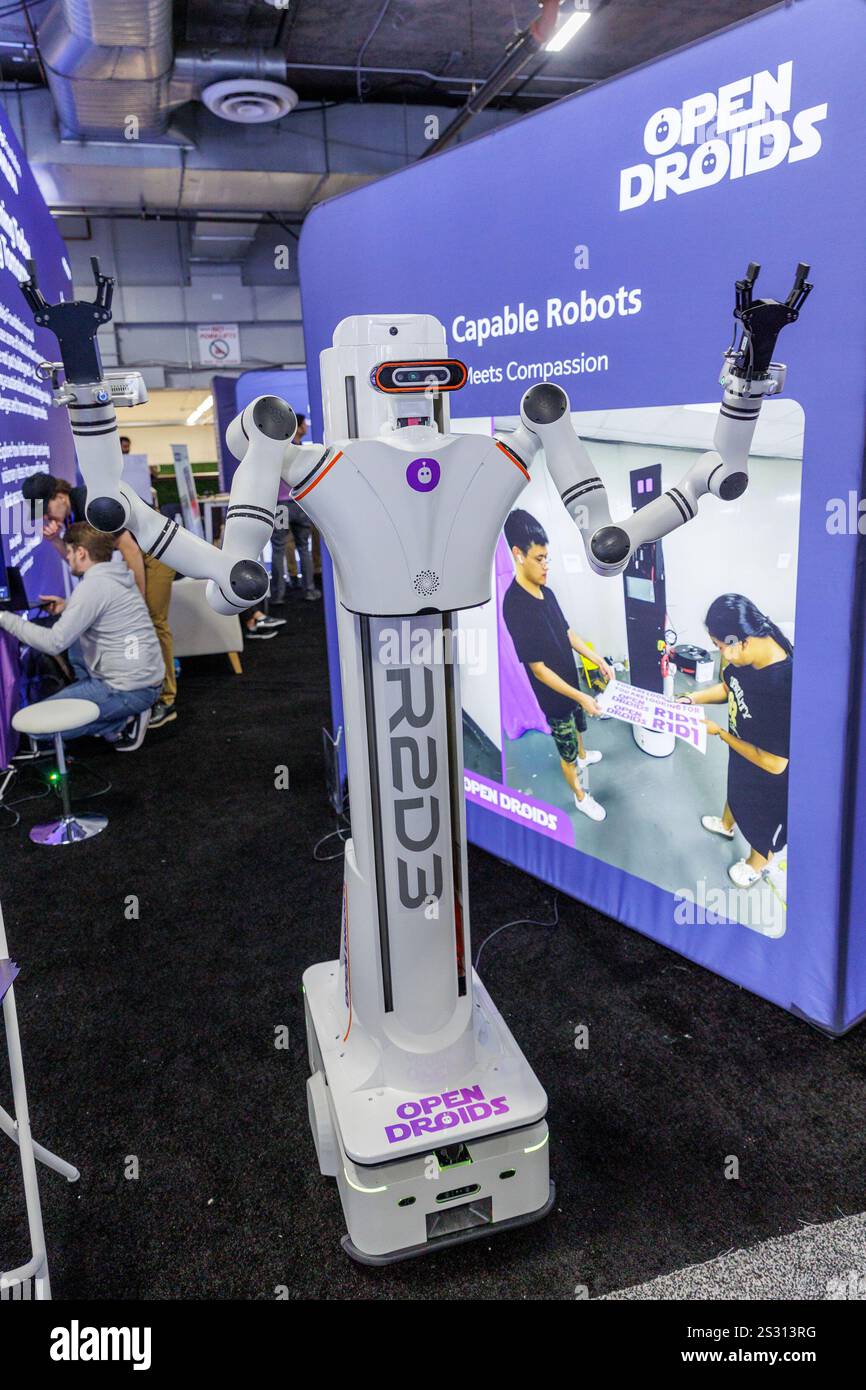 Las Vegas, USA. 07th Jan, 2025. R2D3, by Oepn Droids, on display during ...