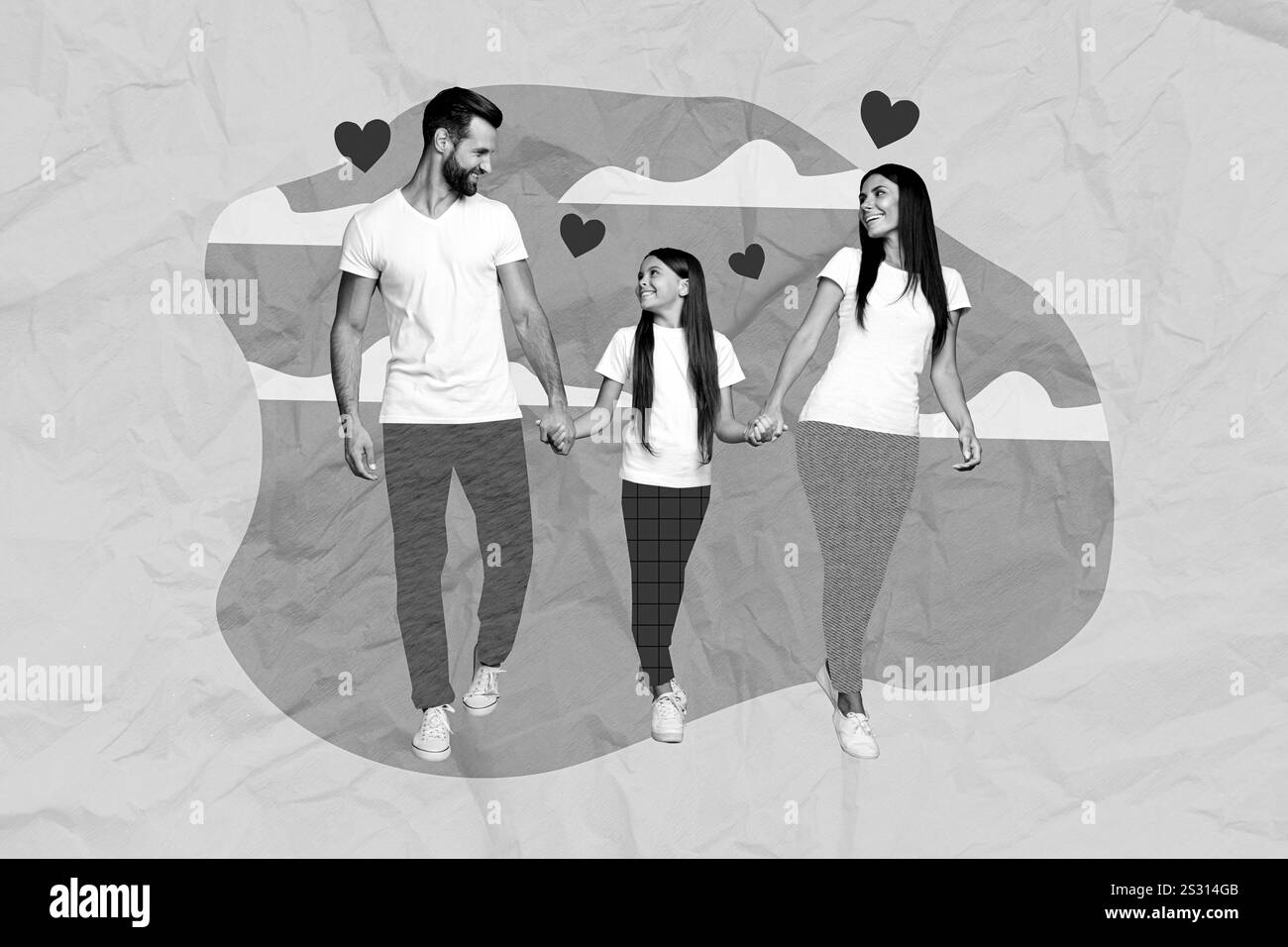 Creative photo 3d collage artwork poster postcard of three people nice ...