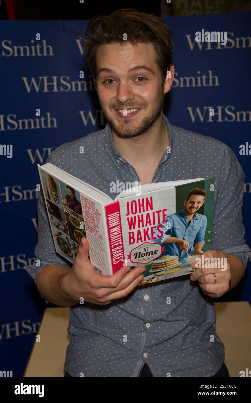 John Whaite signs his new cookbook "John Whaite Bakes at Home" at WH ...