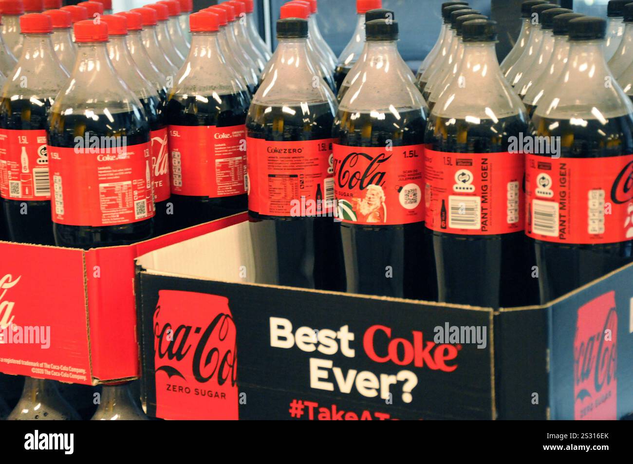 Copenhagen/ DenmarK/08 january 2025/ Coca cola bottle place in grocery ...