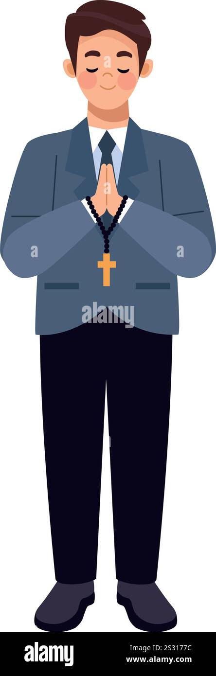 boy praying in first communion Stock Vector Image & Art - Alamy
