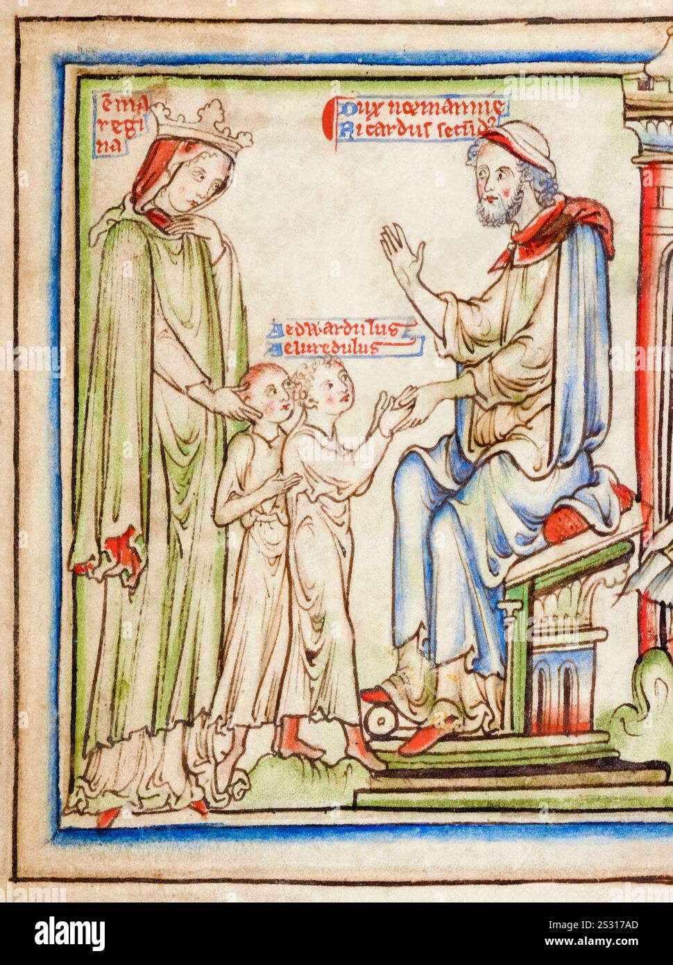 Queen Emma of Normandy and her sons being received by Duke Richard II ...