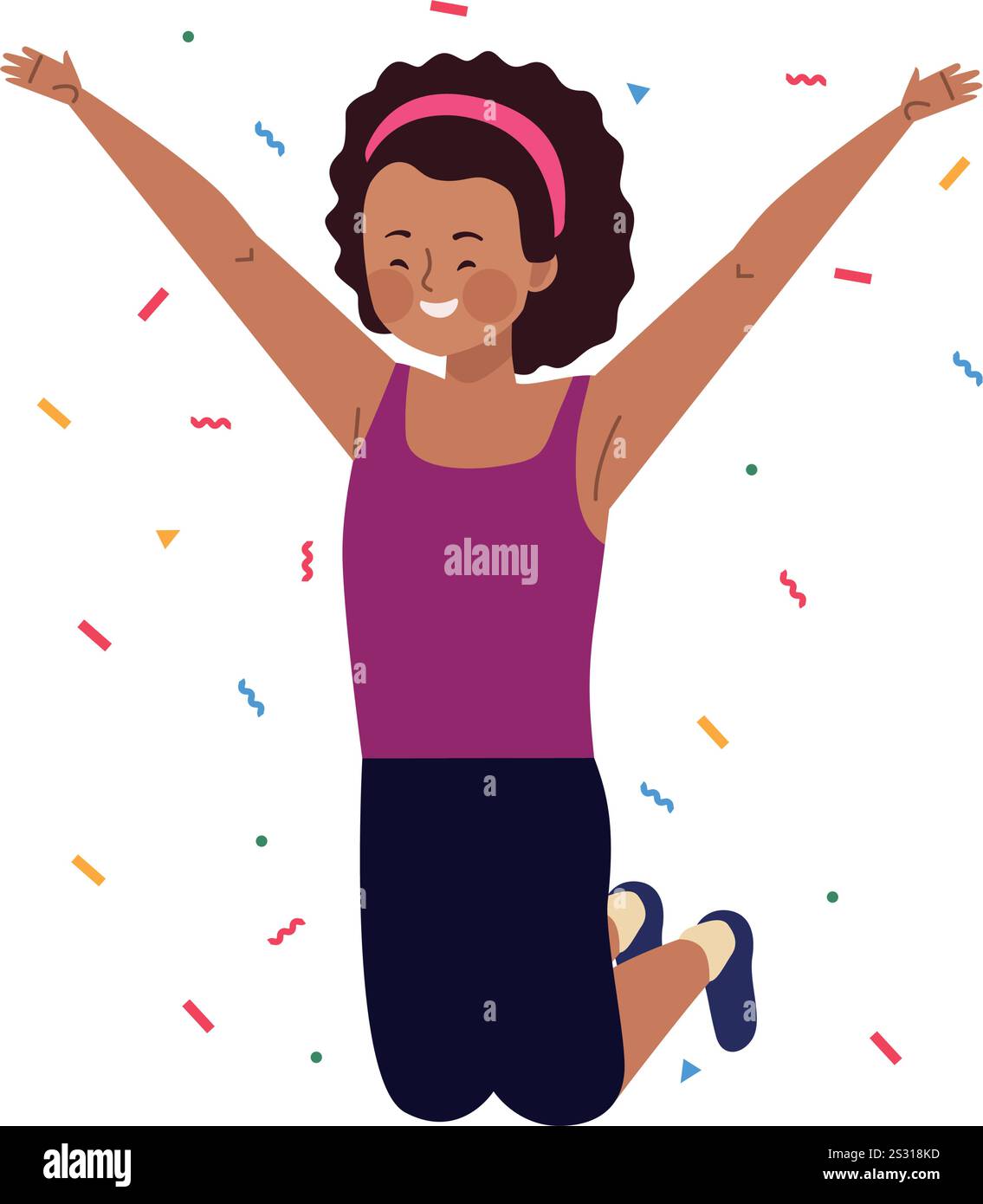 Excited girl jumping joy Stock Vector Images - Alamy