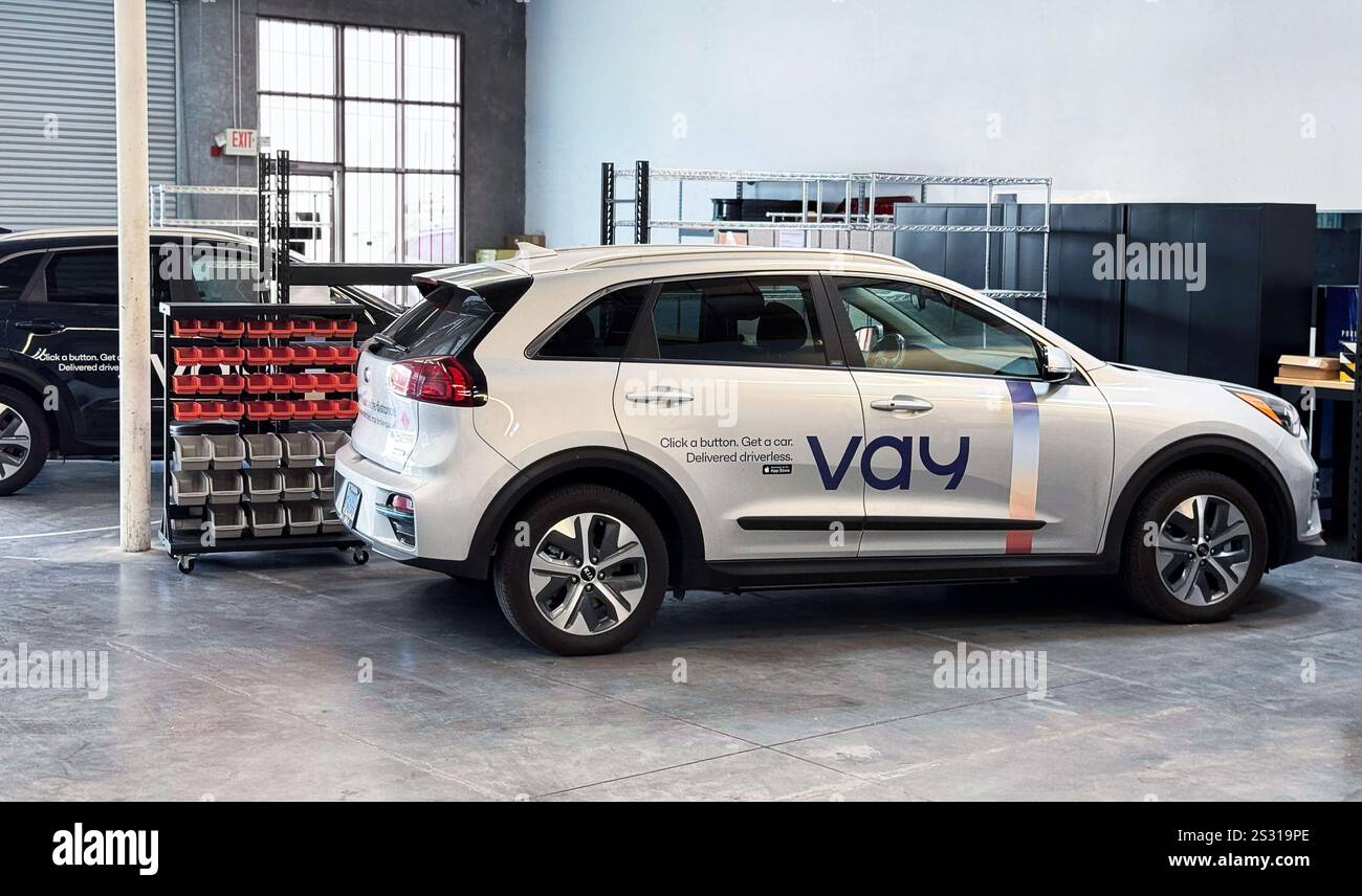 Las Vegas, USA. 07th Jan, 2025. A vehicle from Berlin start-up Vay Technology can be seen in a ...