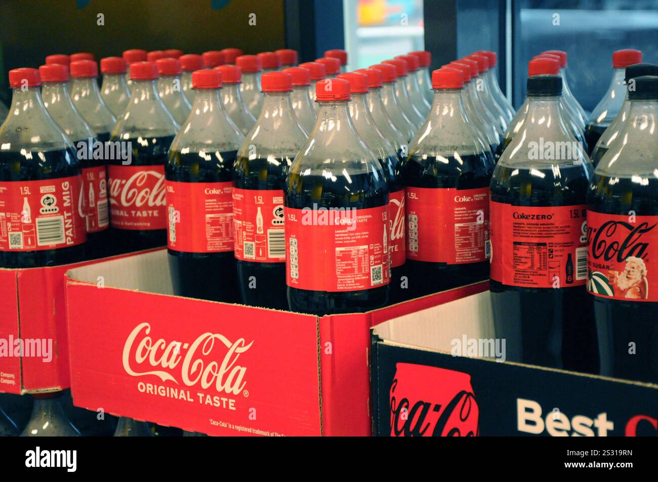 Copenhagen/ DenmarK/08 january 2025/ Coca cola bottle place in grocery ...
