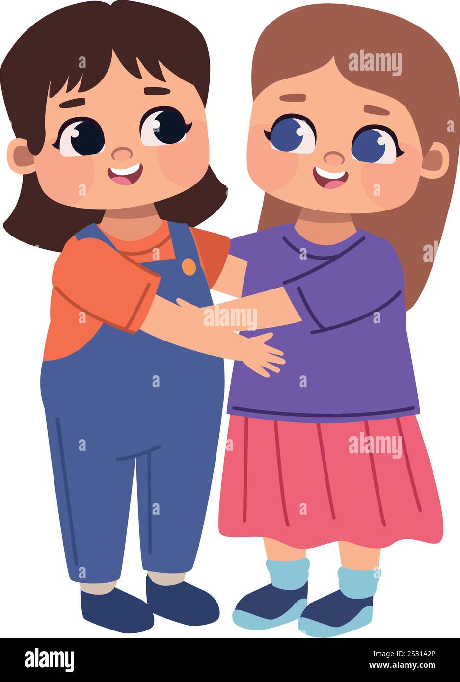 cartoon girls characters hugging Stock Vector Image & Art - Alamy