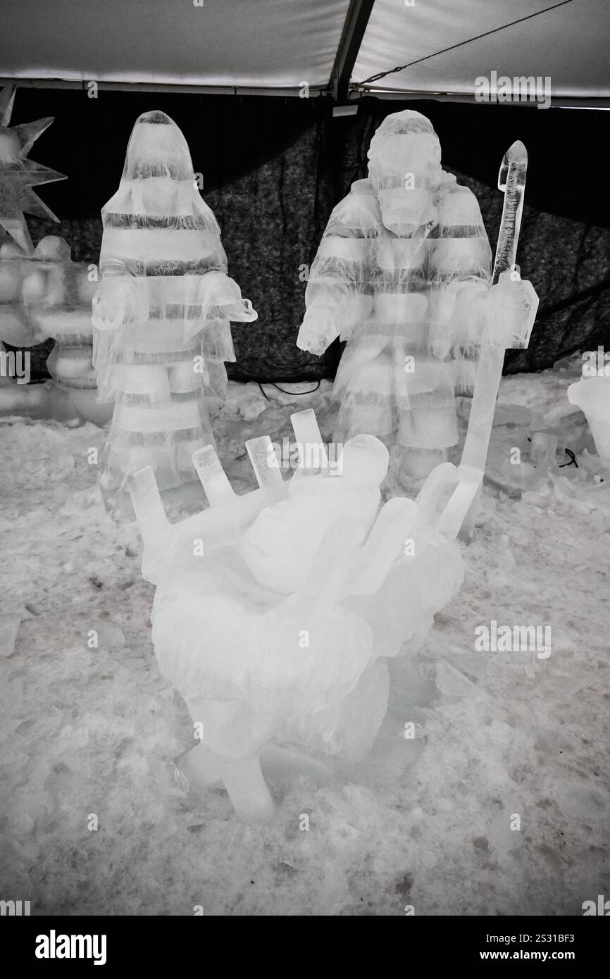 Ice Sculpture carving at Pustevny 2025 in Prostredni Becva, Czech ...