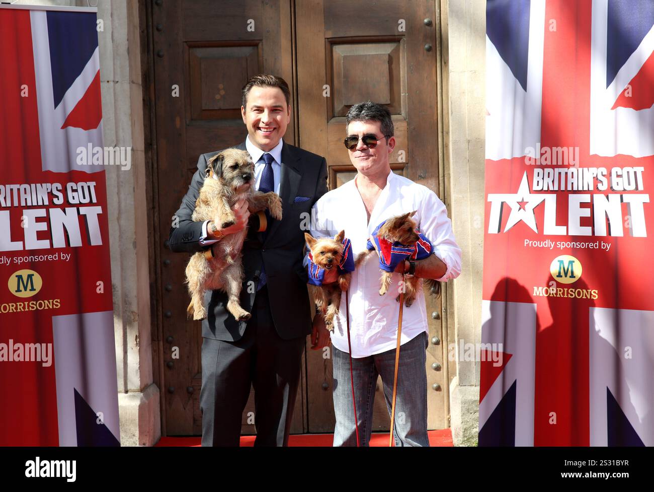 David Walliams with his dog Bert and Simon Cowell with his dogs ...