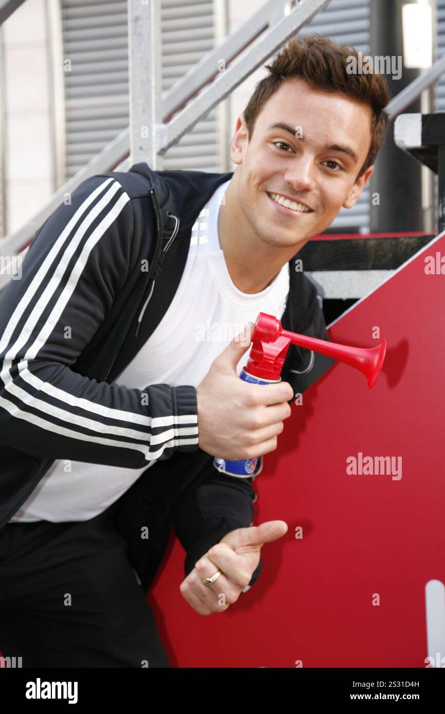 Tom Daley starting the London Mini Marathon and at the Virgin Money ...