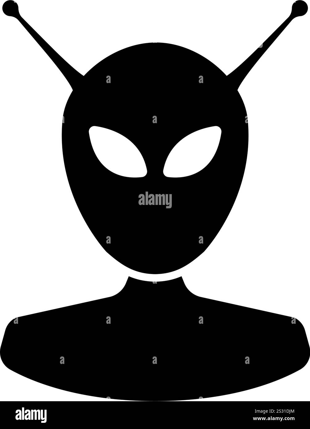 Stylized vector icon of an alien head with a two antennas Stock Vector ...