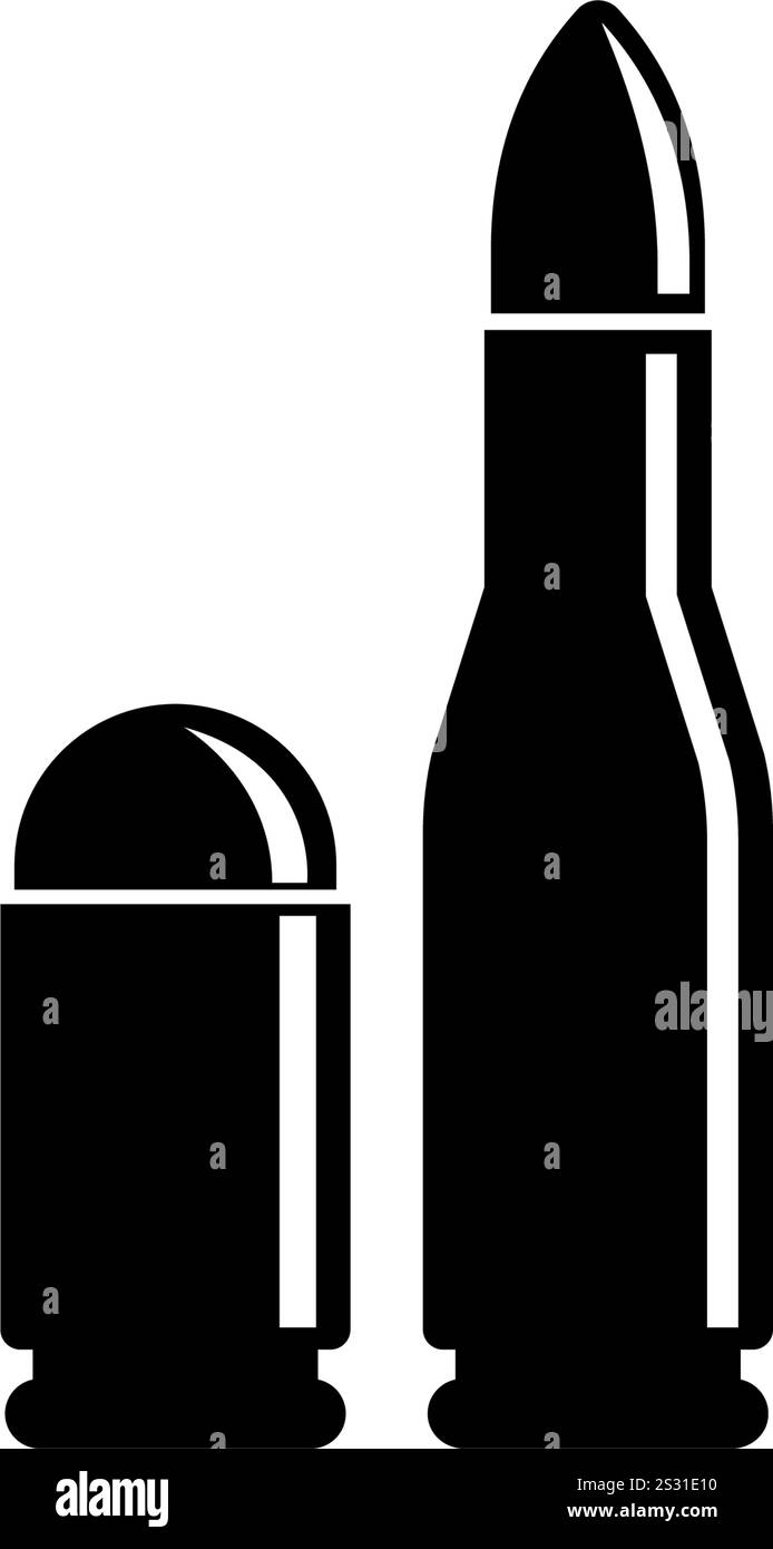 Vector icon of bullet and casing silhouette in black Stock Vector Image ...