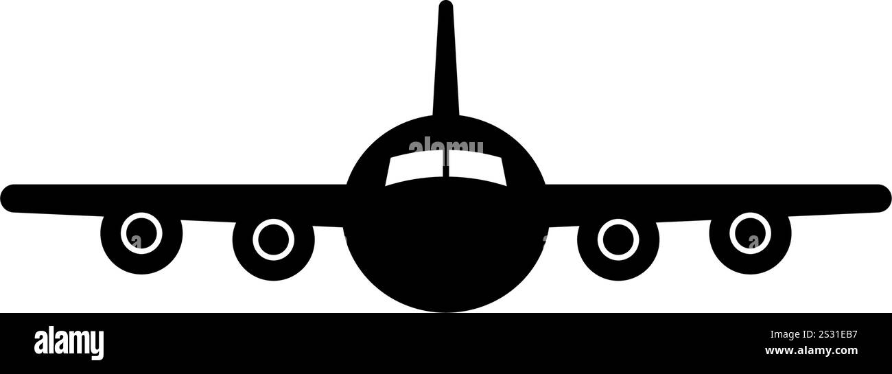 Vector illustration of a front-view commercial airplane icon Stock ...