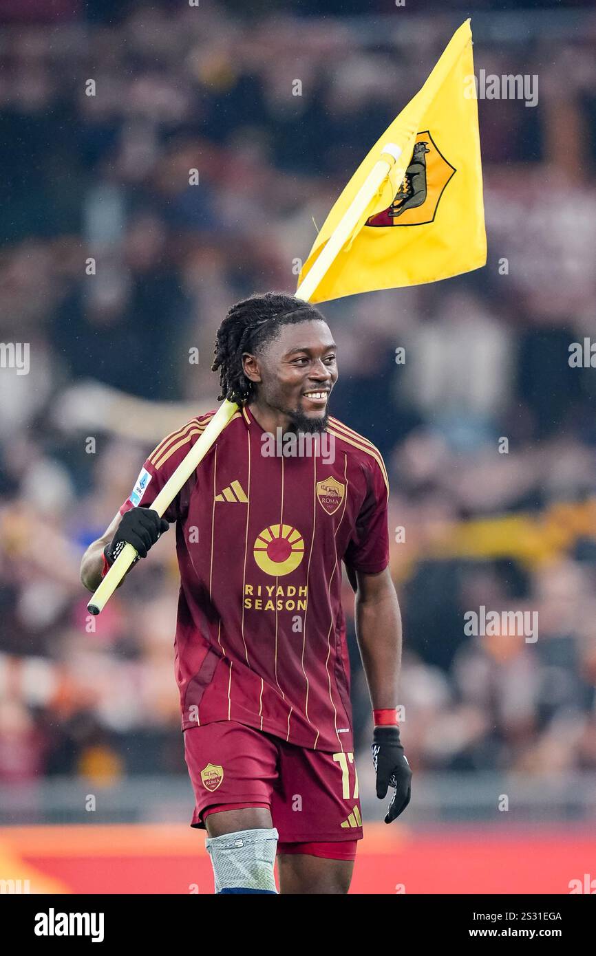 Rome, Italy. 05th Jan, 2025. Manu Kone' of AS Roma celebrates the ...