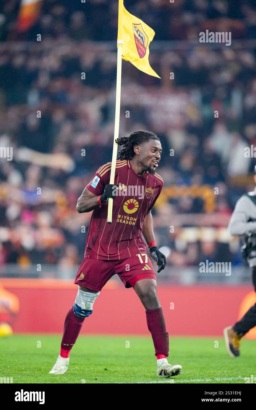 Rome, Italy. 05th Jan, 2025. Manu Kone' of AS Roma celebrates the ...
