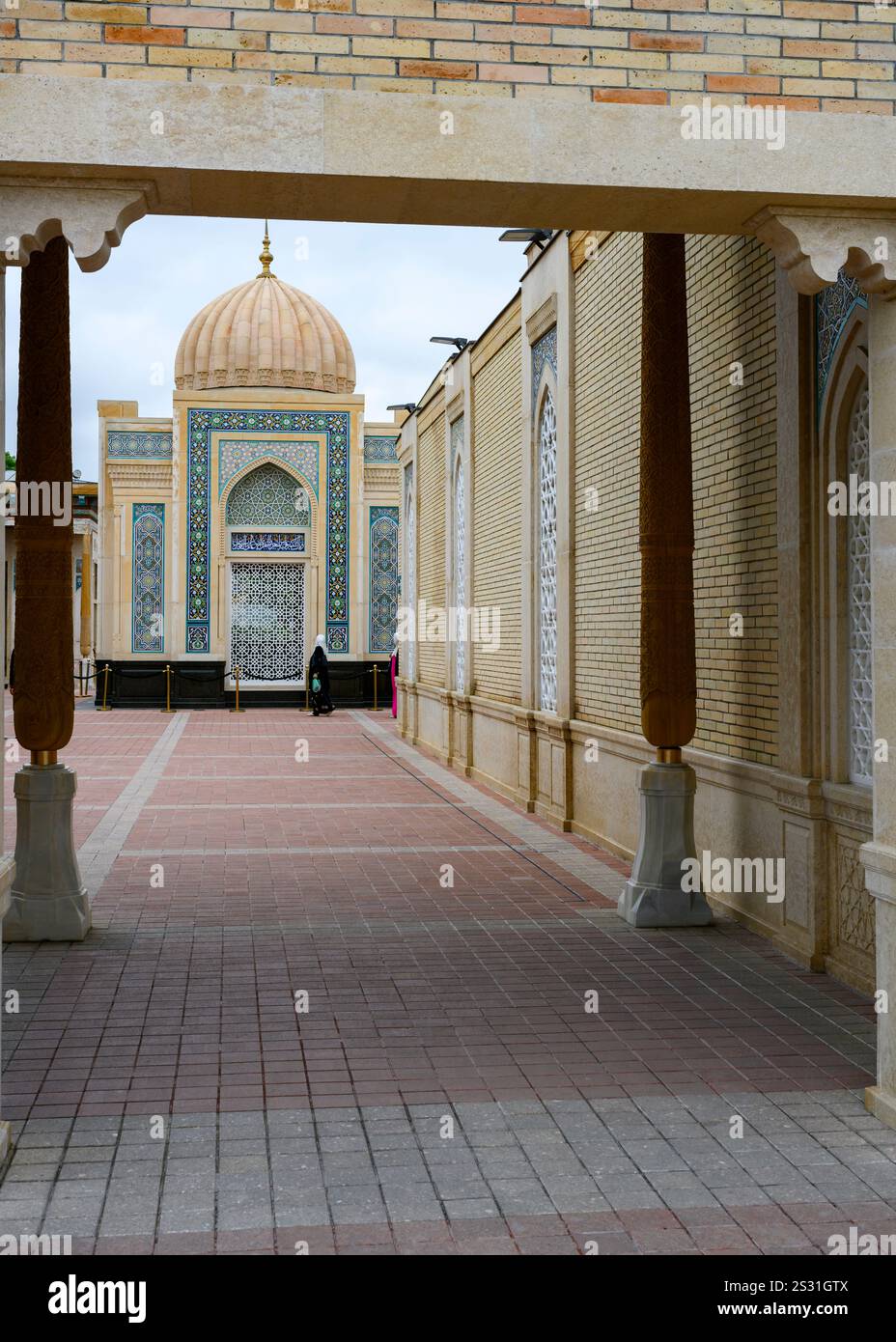 The courtyard of the medieval Hazrat Khizr mosque with a dome ...
